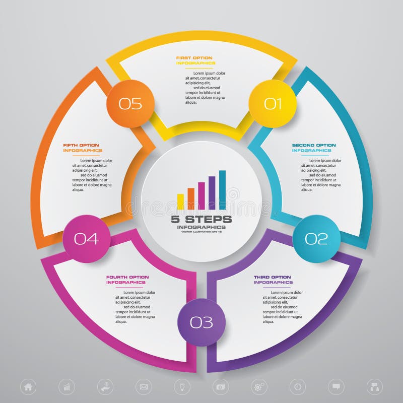 5 Steps Cycle Chart Infographics Elements for Data Presentation. Stock ...