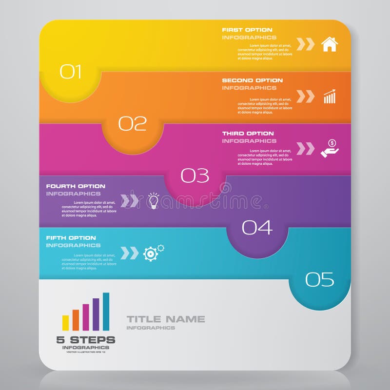 5 Steps Process Chart Infographics Element. Stock Vector - Illustration ...