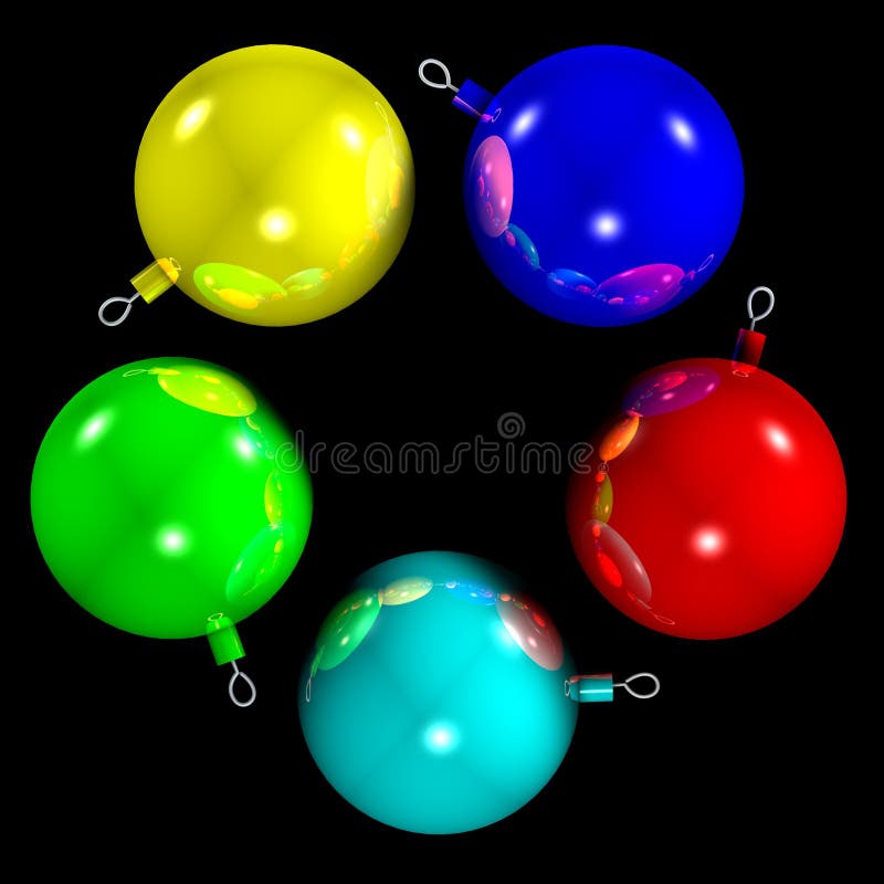 5 XMAS BALLS 1- ALPHA CHANNEL Picture. Image: 378417