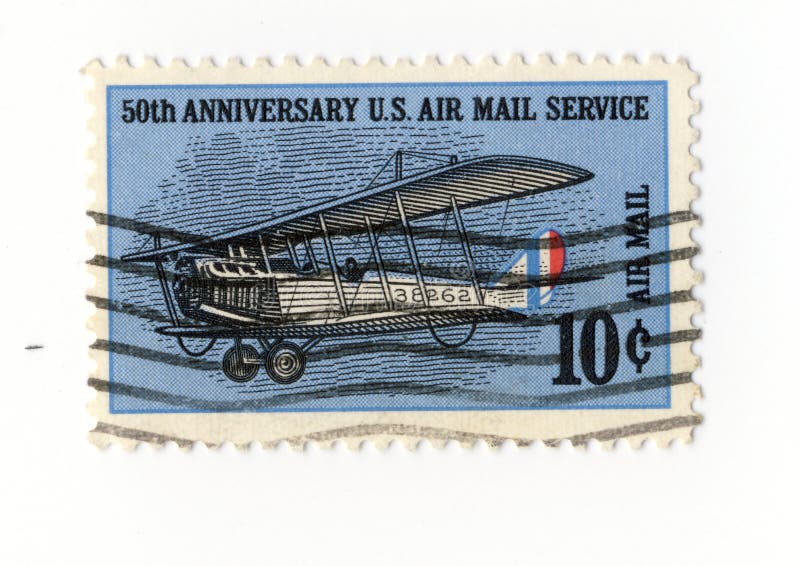 50 Anniversary US Air Mail Service Stamp Editorial Image - Image of ...