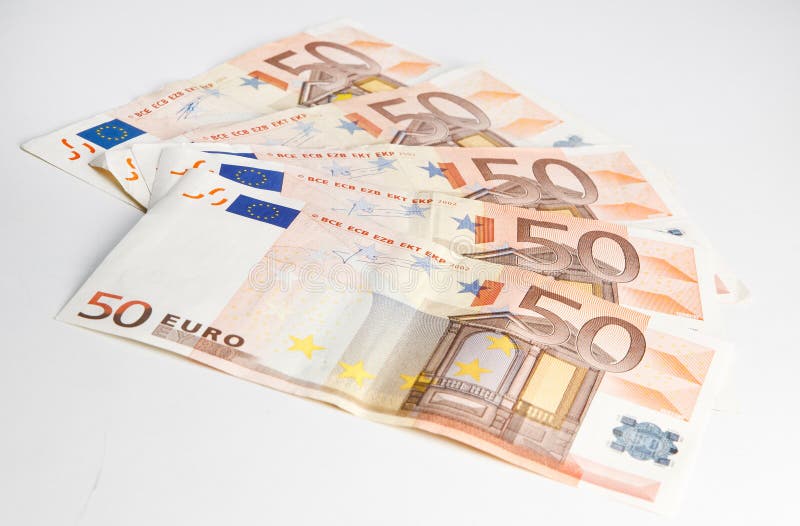 Pile of 50 Real Euro Notes on White Stock Photo - Image of exchange ...