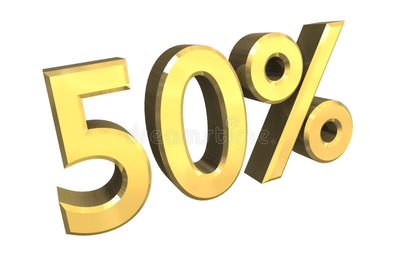 50 Percent In Gold (3D) Stock Photo - Image: 3471300