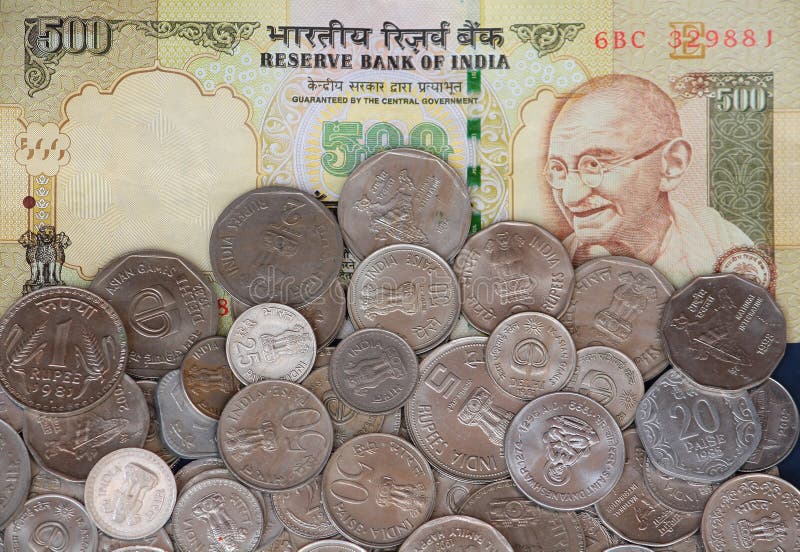 500 Rs Note and Coins stock image. Image of rupee, currency - 11046149