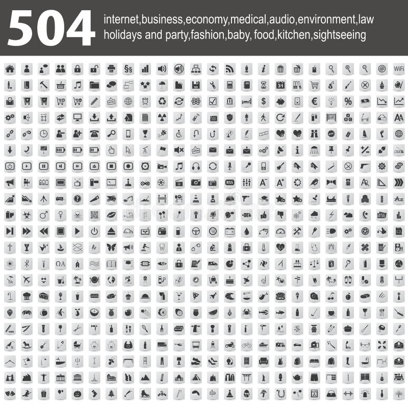 504 Icons with shadow stock vector. Illustration of data - 29535235
