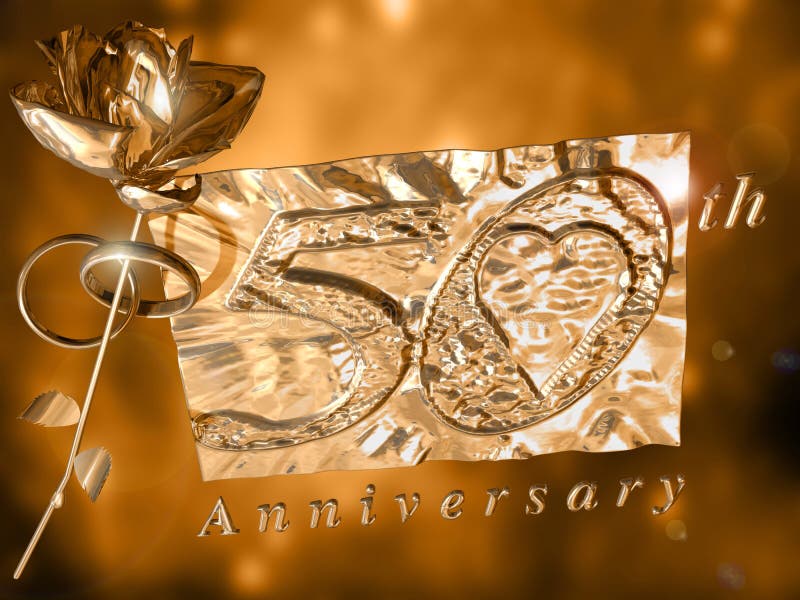 Golden 50th Anniversary Sign and Logo for Gold Celebration Symbol Stock ...