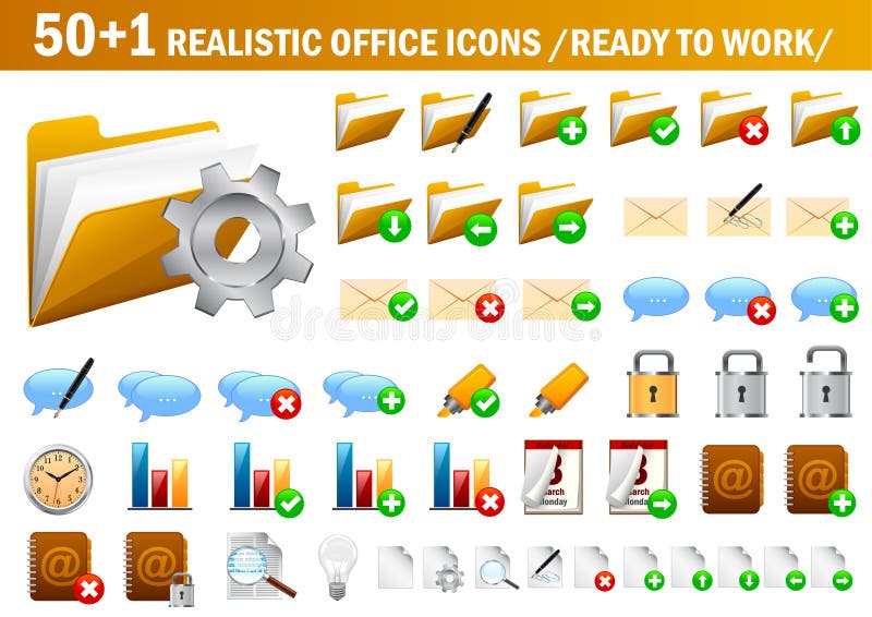 51 realistic icons stock illustration. Illustration of delete - 11817983
