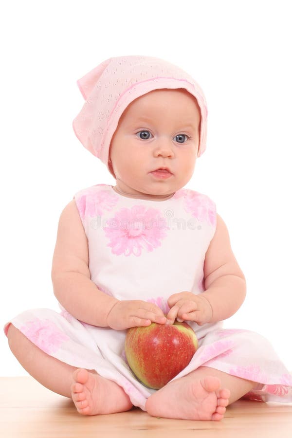 6 months baby and apple stock photo. Image of apple, daughter - 3191780
