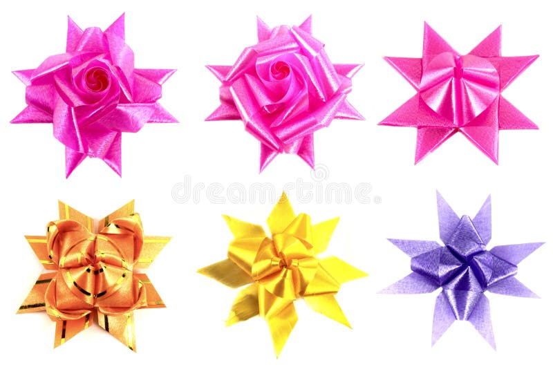 6 ribbon gift bow on white stock photo. Image of present - 24368546