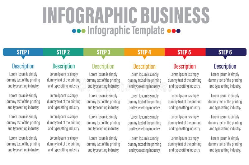 Colorful 6 Steps and Six 6 Option Business Data Process Chart. Diagram ...