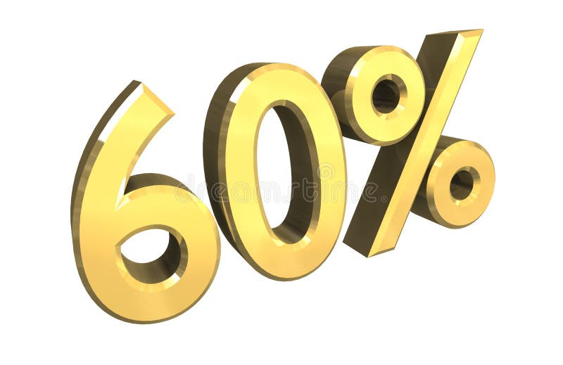 60 percent in gold (3D) stock illustration. Illustration of isolated ...