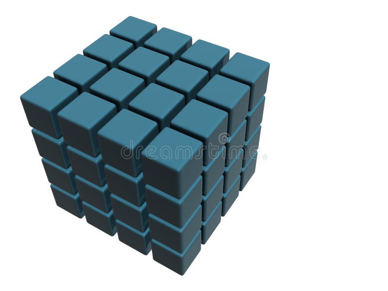64 blue cubes stock illustration. Illustration of dimension - 965645
