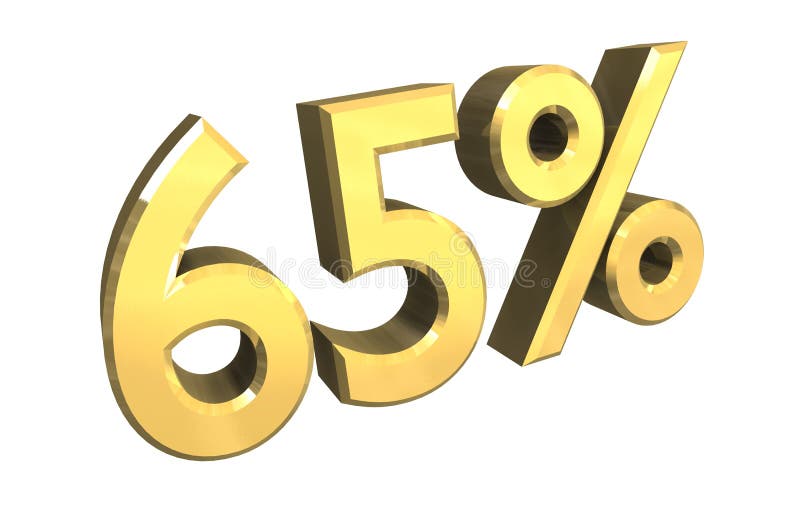 65 percent in gold (3D) stock illustration. Illustration of percentage ...