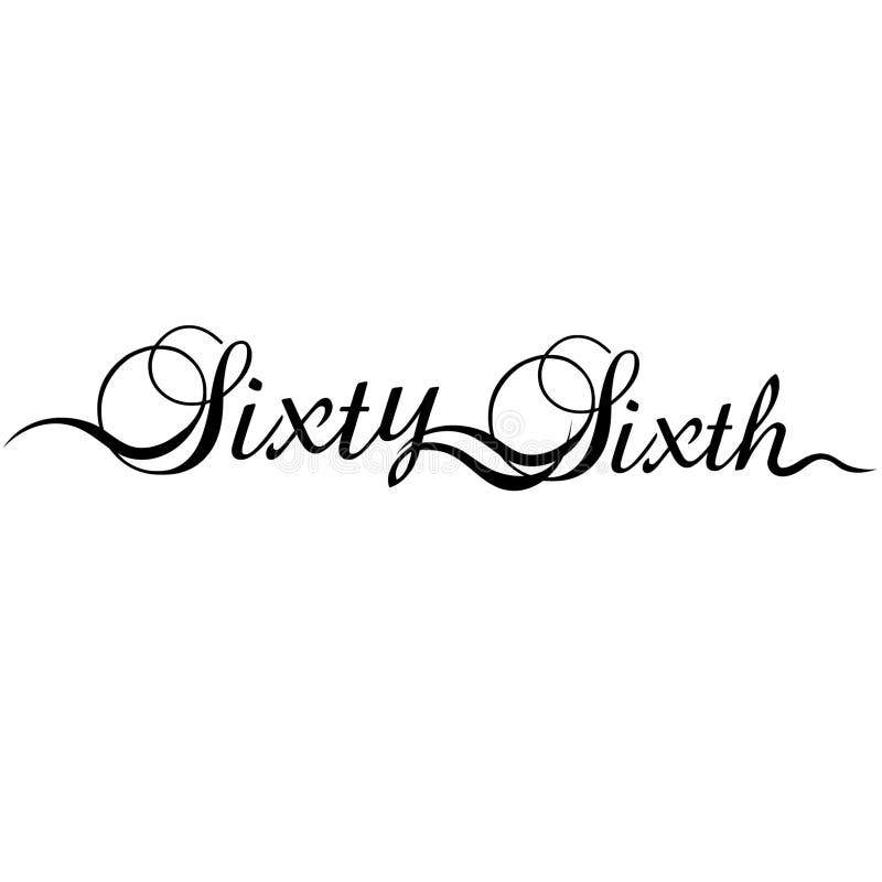 66th in Cursive Minimalist Lettering Stock Illustration - Illustration ...