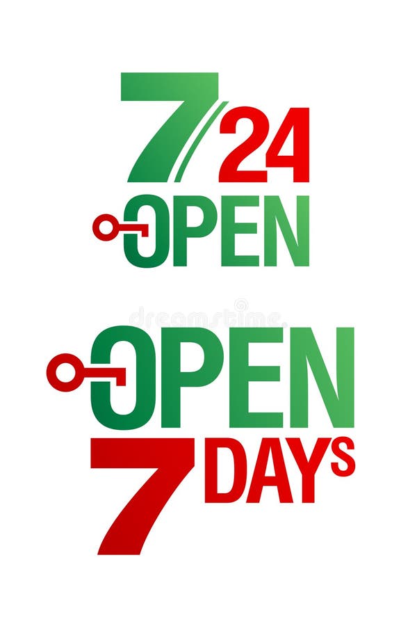 7 Days Open signs stock vector. Illustration of rectangle - 18932783
