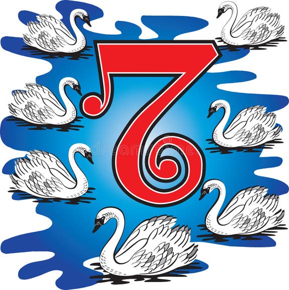 7 Swans Swimming stock vector. Illustration of decorative - 11083129