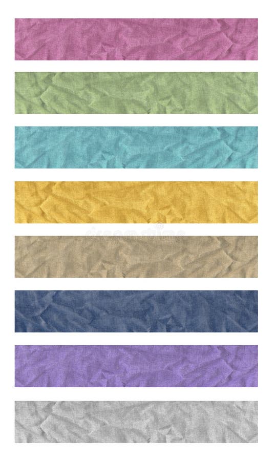 Colored Banners of Creased Fabric Collection. Desaturated Color Palette ...