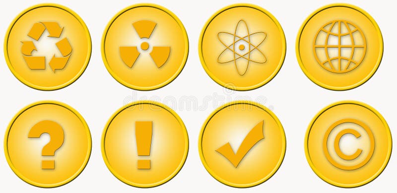 8 useful golden icons stock illustration. Illustration of designs - 3232383