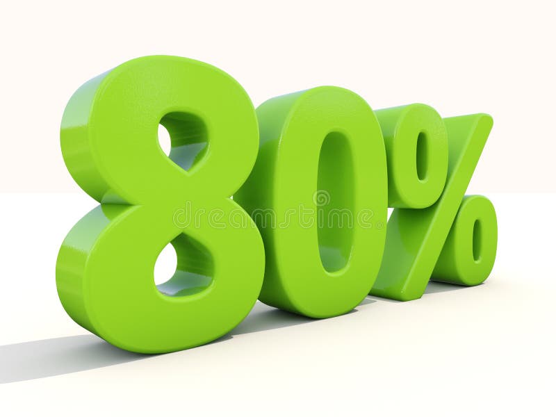 80 Percentage Rate Icon on a White Background Stock Photo - Image of ...