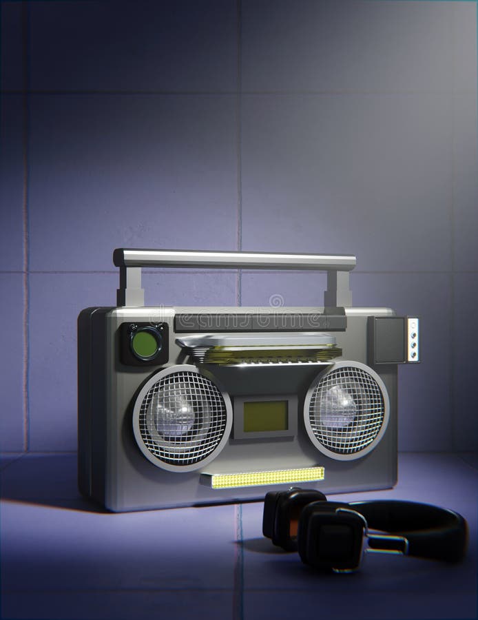 80 S Style Side View Boombox Under Downlight in the Scene with ...