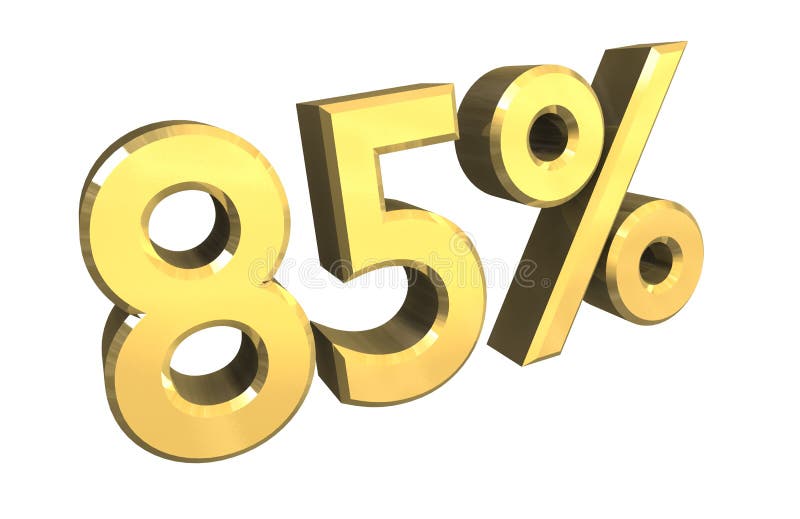 85 percent in gold (3D) stock illustration. Illustration of interest ...
