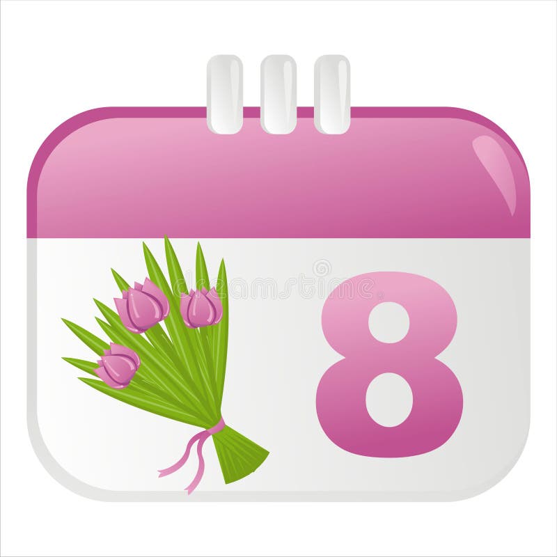 8th of march calendar icon stock vector. Illustration of symbol - 18575165
