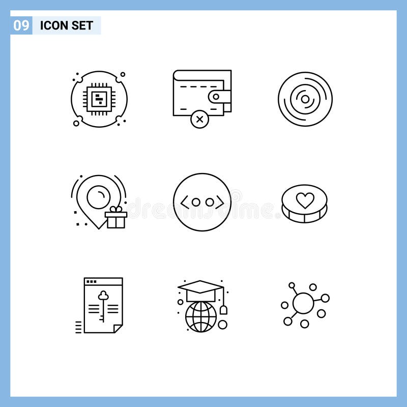 9 Creative Icons Modern Signs and Symbols of Favorite, Code, Music ...