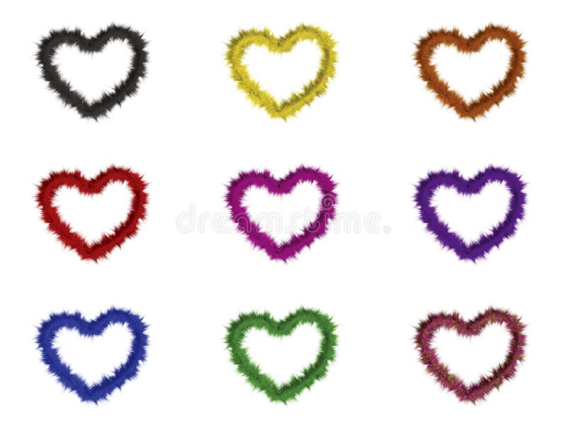 9 Hearts with Different Colors Stock Illustration - Illustration of ...