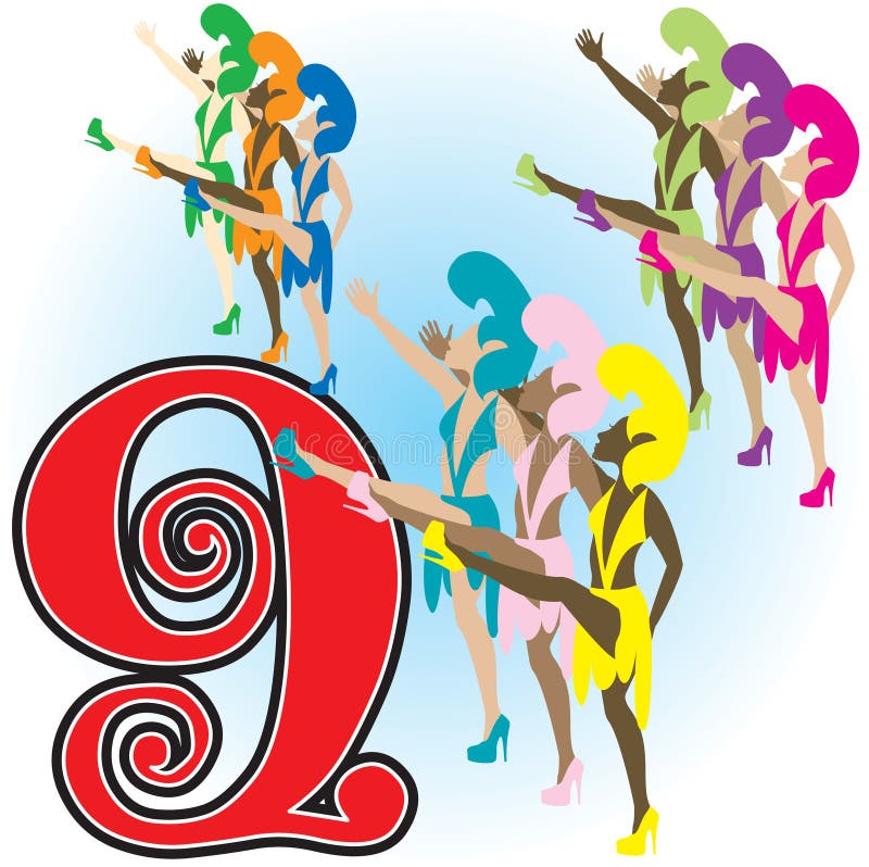 9 Ladies Dancing stock vector. Illustration of gift, card - 11143835