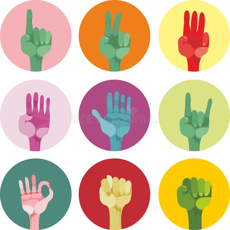 9 Pictogrammen Met Verschillende Gebaren in Vector Vector Illustratie ...