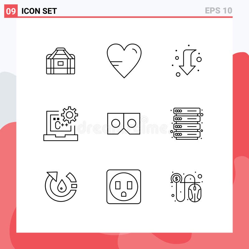 9 Thematic Vector Outlines And Editable Symbols Of Glasses Develop