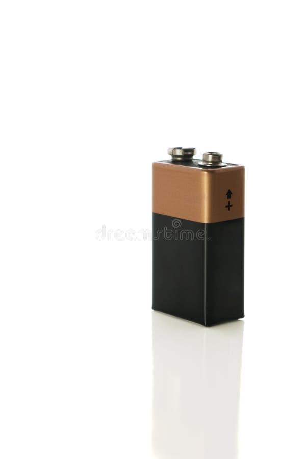9 Volt Battery on White with Clipping Path Stock Image - Image of empty ...