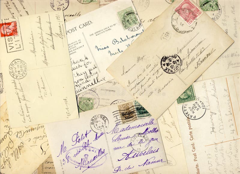 Gamla Brev, Accessoarer Och Vykort Arkivfoto - Bild av meddelande ...
