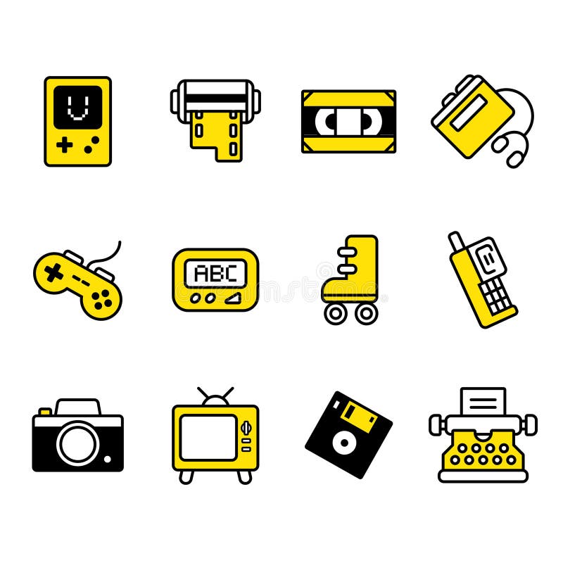 90s retro icons vector set stock illustration. Illustration of vintage ...