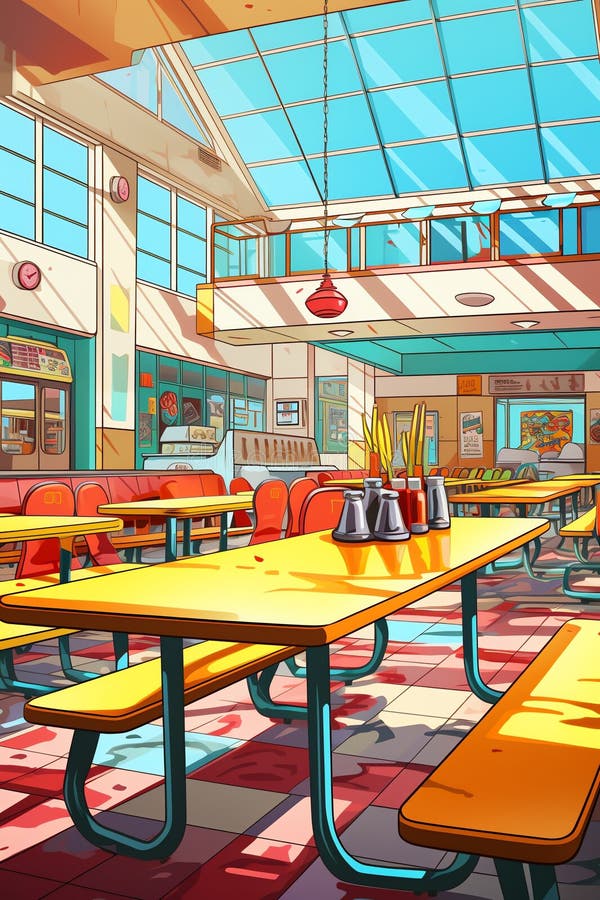 90s School Cafeteria 90s Retro Background Illustration Stock ...