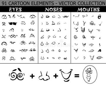 91 Cartoon Elements - Vector Collection Stock Vector - Illustration of ...