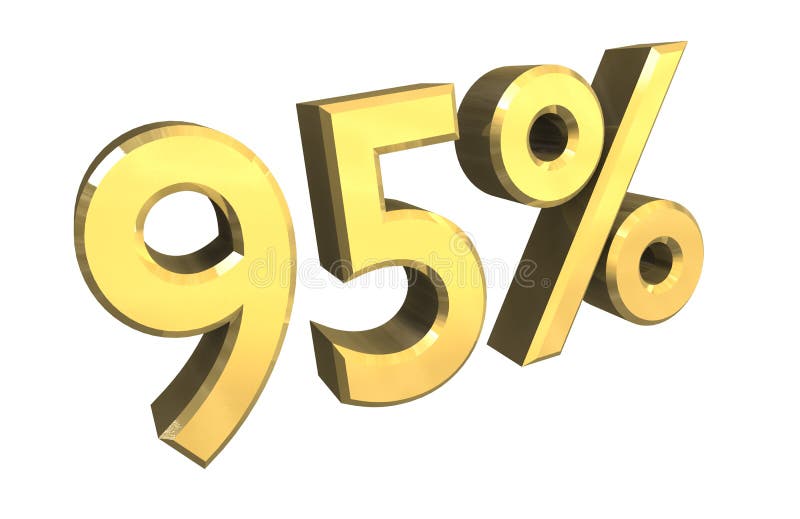 95 percent in gold (3D) stock illustration. Illustration of fees - 3471343