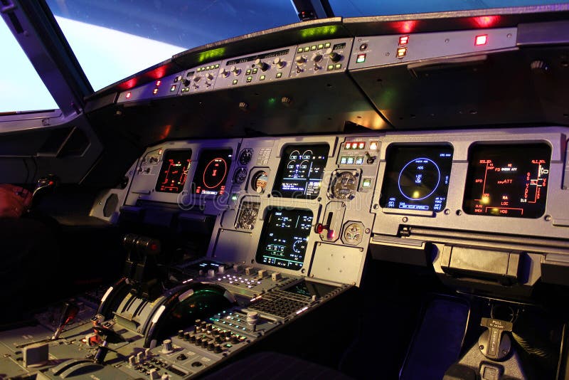 Airbus 320 Cockpit Flightdeck Stock Photo - Image of cabin, gauges ...