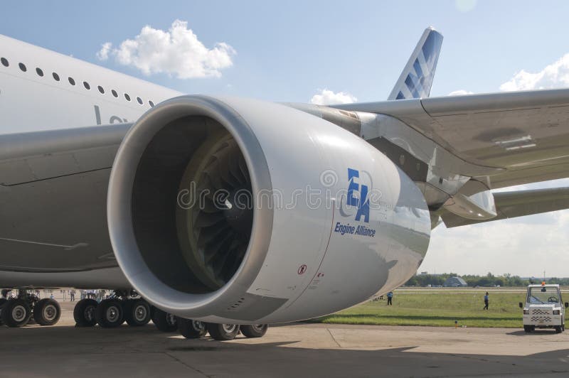 A380 aircraft jet engine editorial stock photo. Image of exterior ...