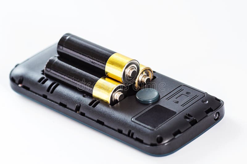 AA Batteries Do Not Fit into Phone. Energy Shortage Concept Stock Image ...