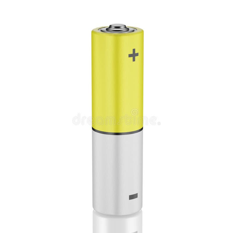 Battery with Yellow Level Indicator on Light Yellow Background Stock ...