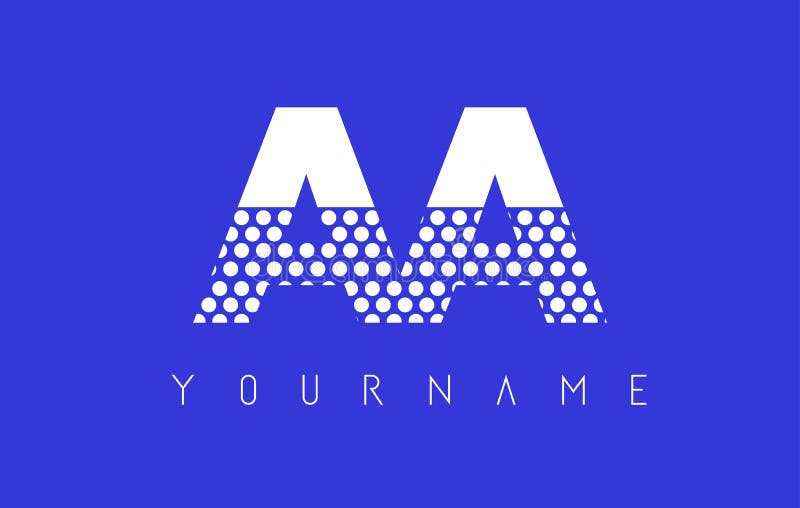 AA a Dotted Letter Logo Design with Blue Background. Stock Vector ...