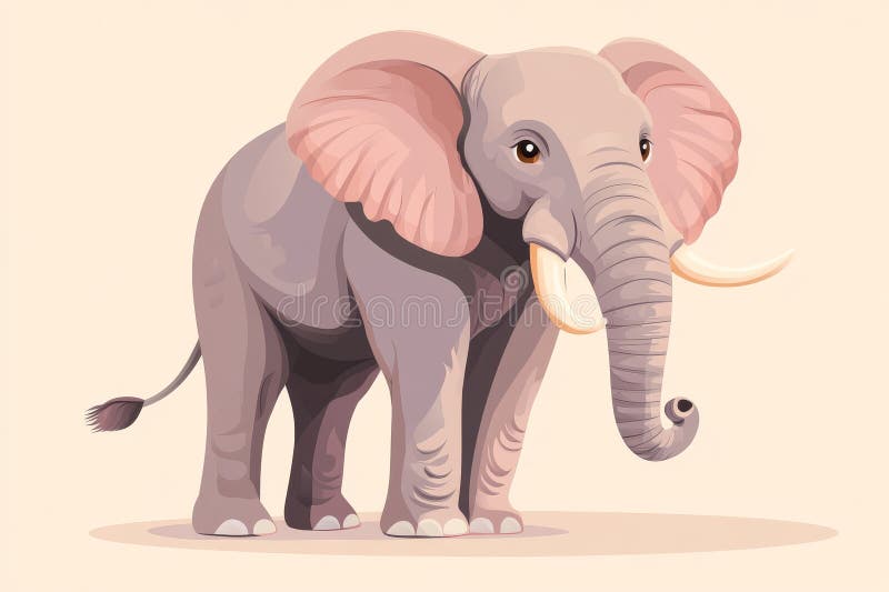 AA Generative Illustration of an Elephant. Isolated on a Solid Color ...