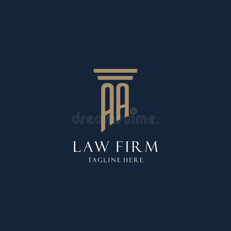 AA Initial Monogram Logo for Law Office, Lawyer, Advocate with Pillar ...