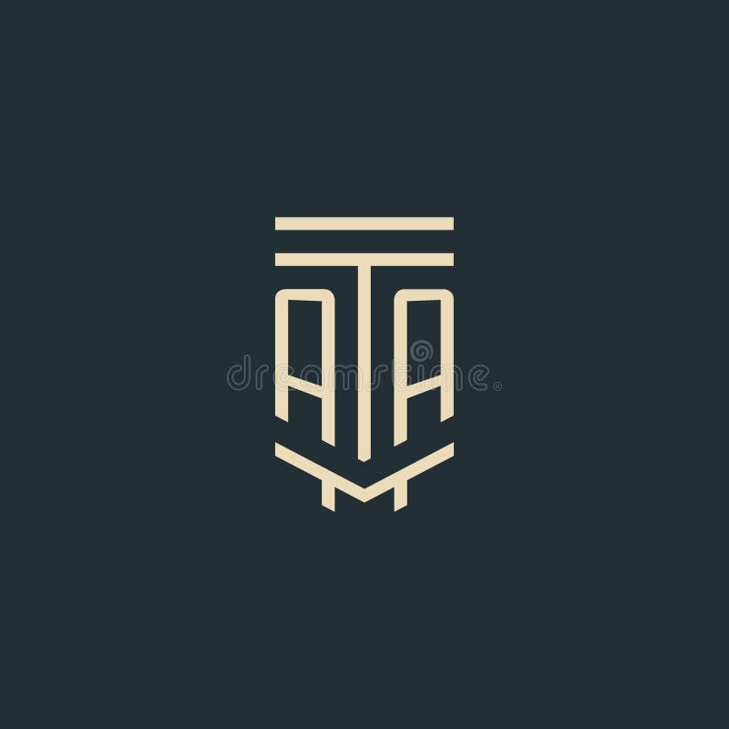AA Initial Monogram with Simple Line Art Pillar Logo Designs Stock ...