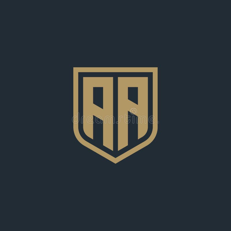AA Letter Initial Shield Logo Frame Design Inspiration Stock ...