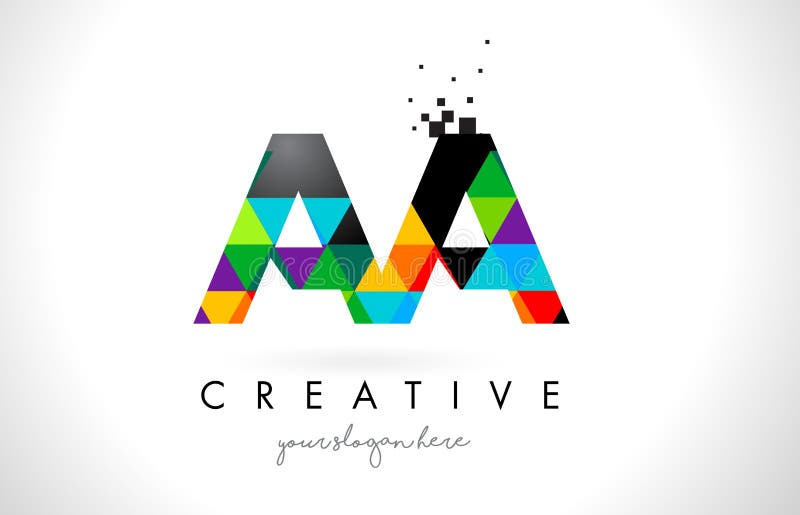 AA a Letter Logo with Colorful Triangles Texture Design Vector. Stock ...