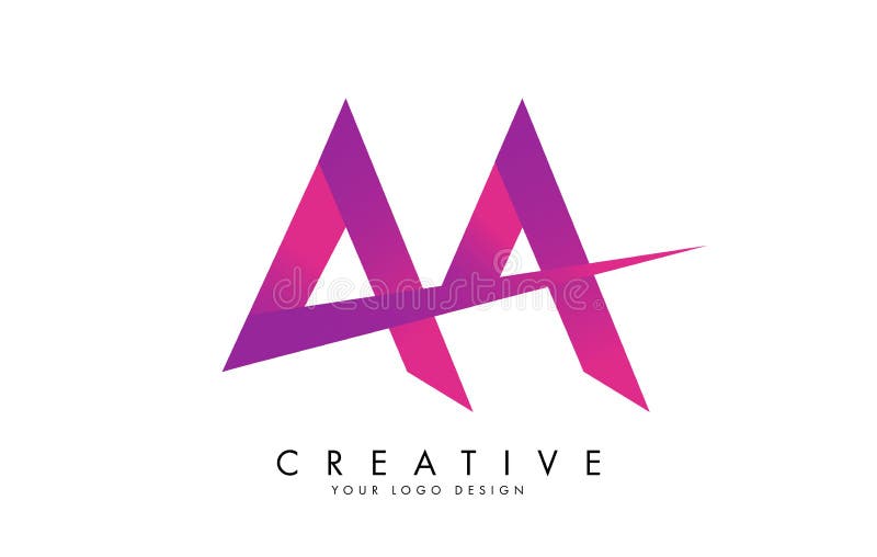 AA a Letter Logo Design with Ribbon Effect and Pink Gradient Stock ...