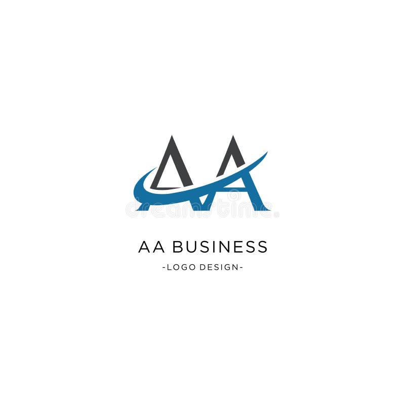 AA Letter Logo Design with Serif Font and Swoosh Vector Illustration ...