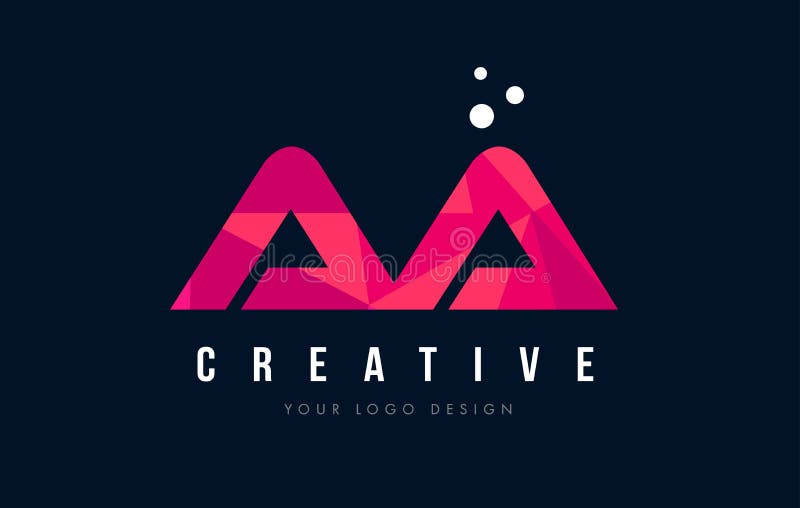 AA a Letter Logo with Purple Low Poly Pink Triangles Concept Stock ...