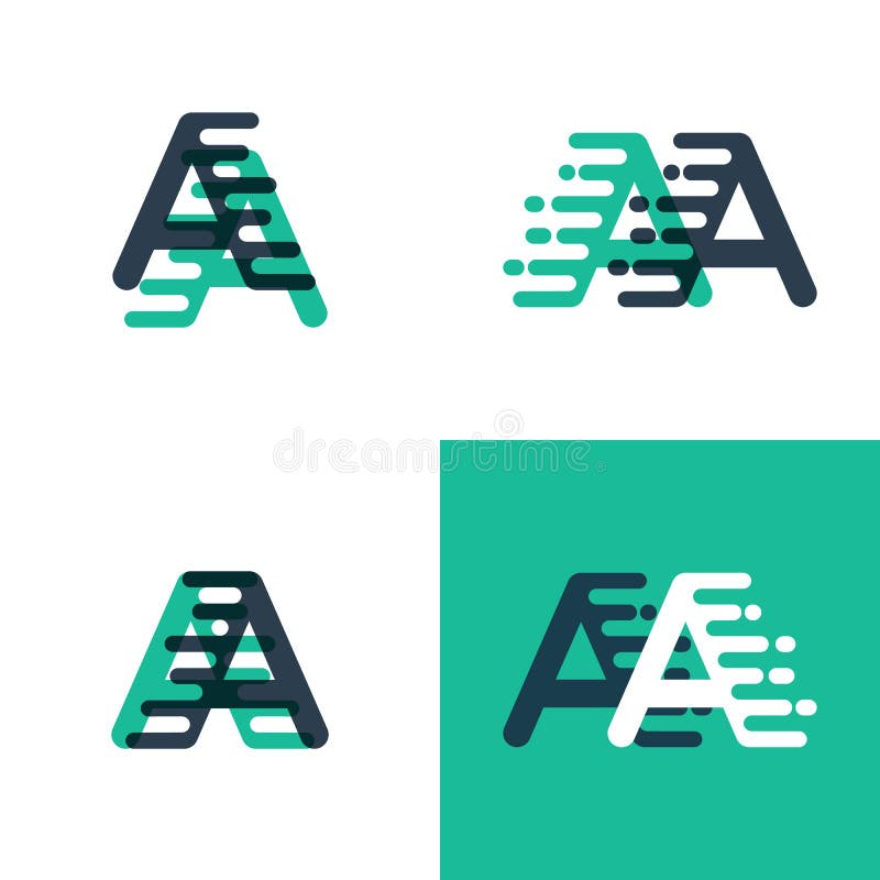 AA Letters Logo with Accent Speed in Tosca Green and Dark Blue Stock ...